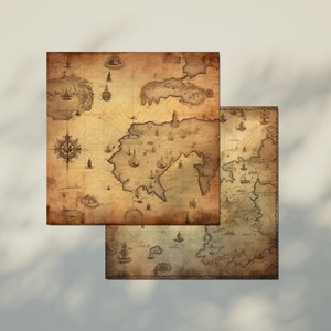 Vintage Pirate Maps Digital Paper Pack | 20 Pirate Maps Grunge and ...