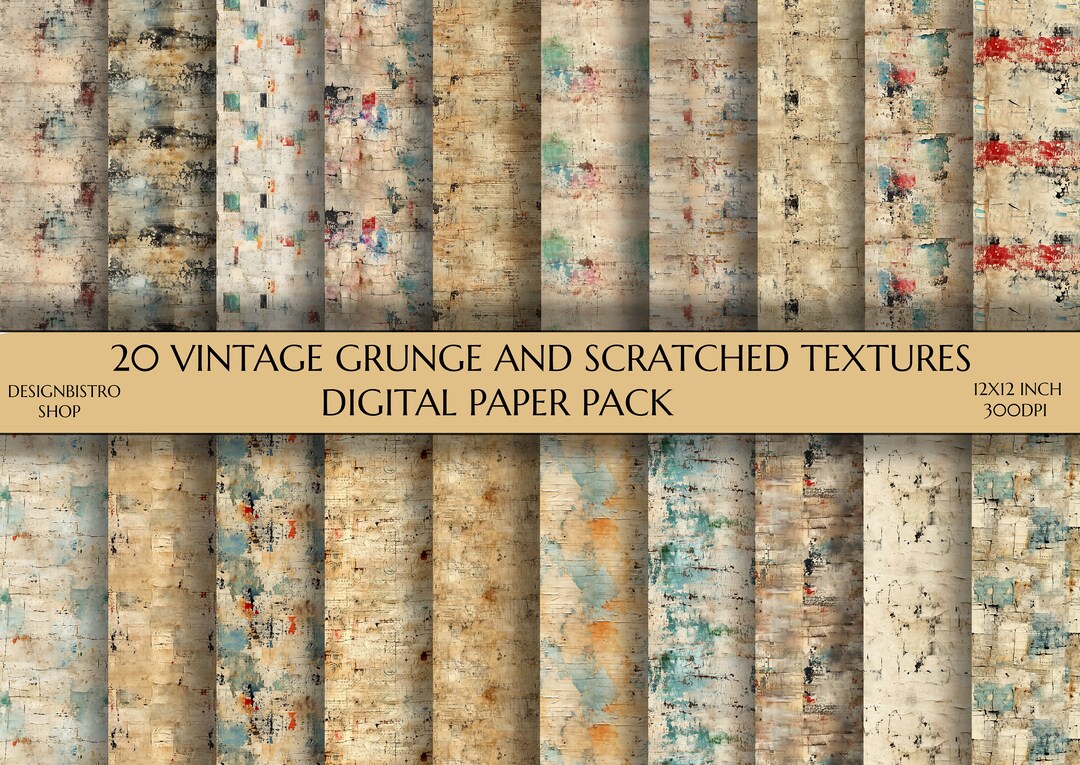 Grunge Texture Digital Paper Pack | Vintage Scrapbook (digital Download ...