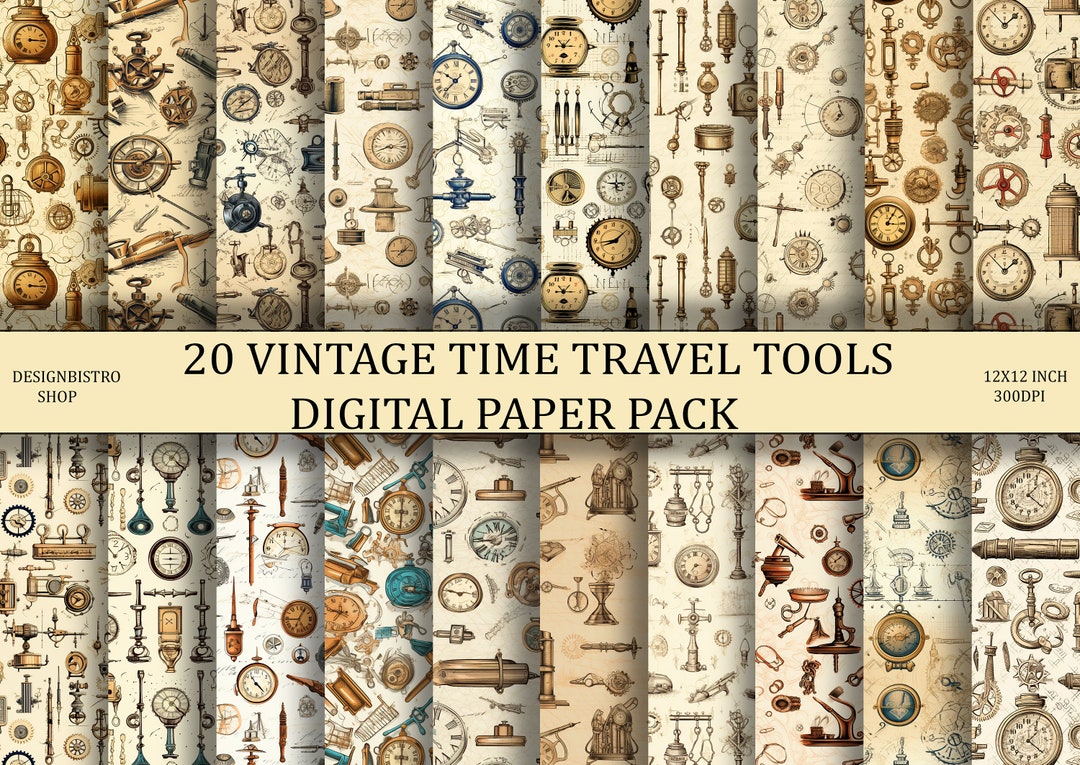 Vintage Time Travel Tools Digital Paper Pack | 20 Vintage Tool Papers ...