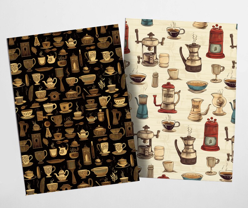 Vintage Coffee Shop Paper Pack | 20 Printable Pngs (digital Download ...