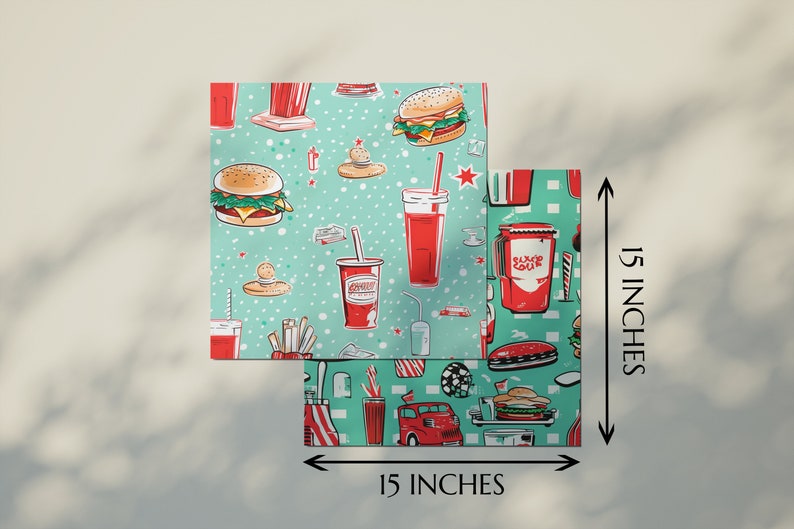 Retro Style Fast Food Seamless Patterns | 20 Hamburgers and Sodas ...