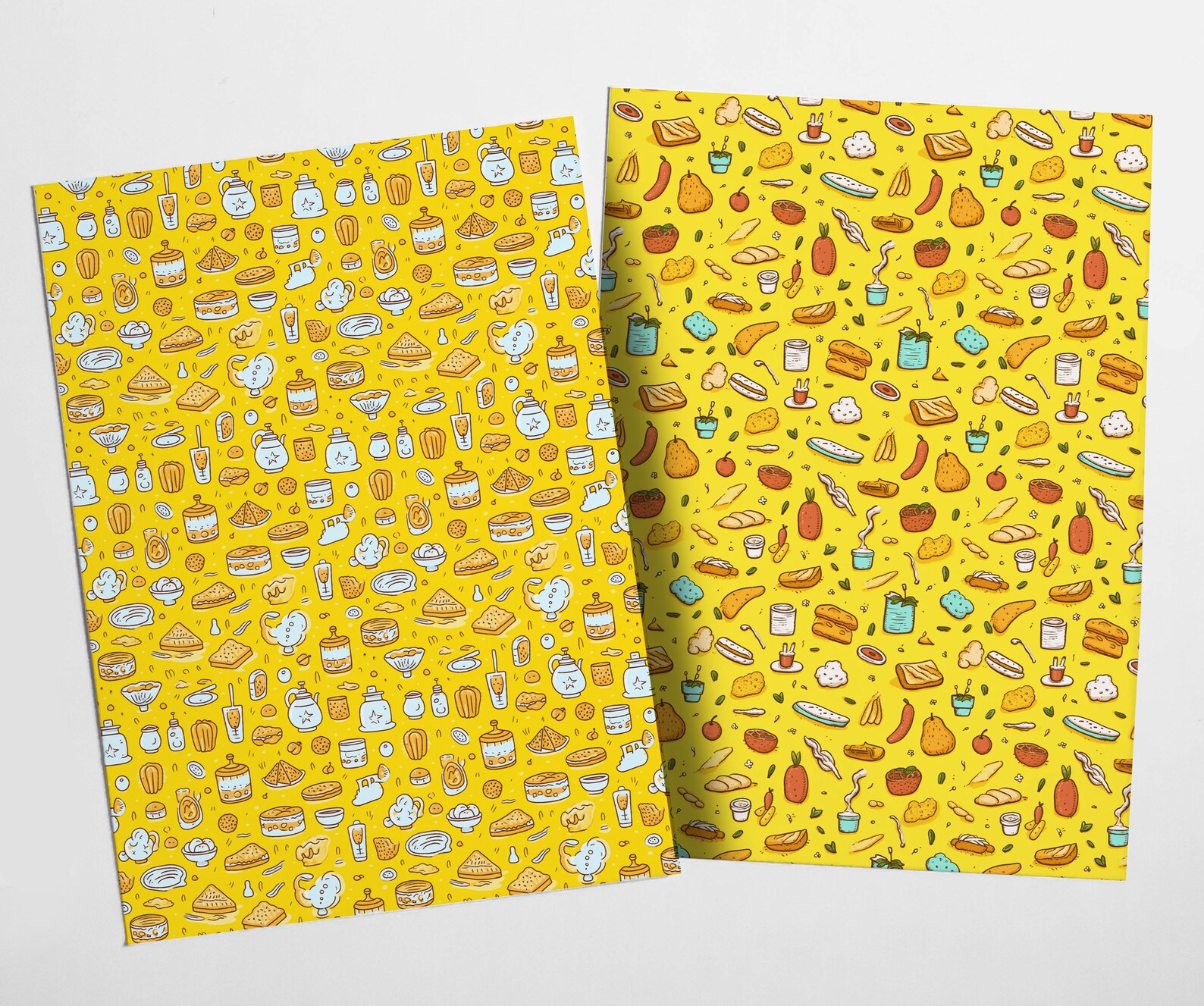 Cute Food Doodles Digital Paper Pack 20 Colorful Food Papers Printables ...