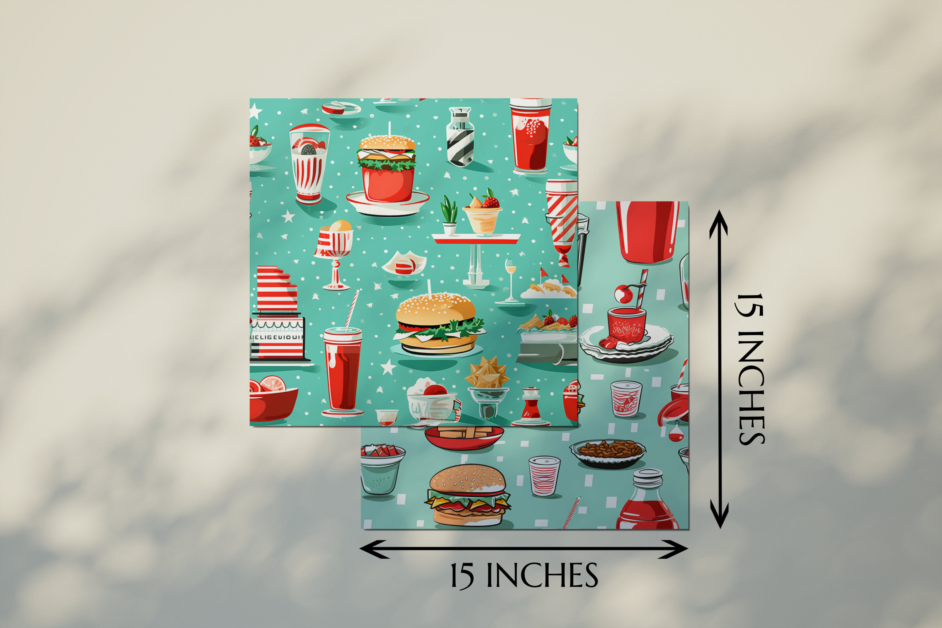 Retro Style Fast Food Seamless Patterns | 20 Hamburgers and Sodas ...