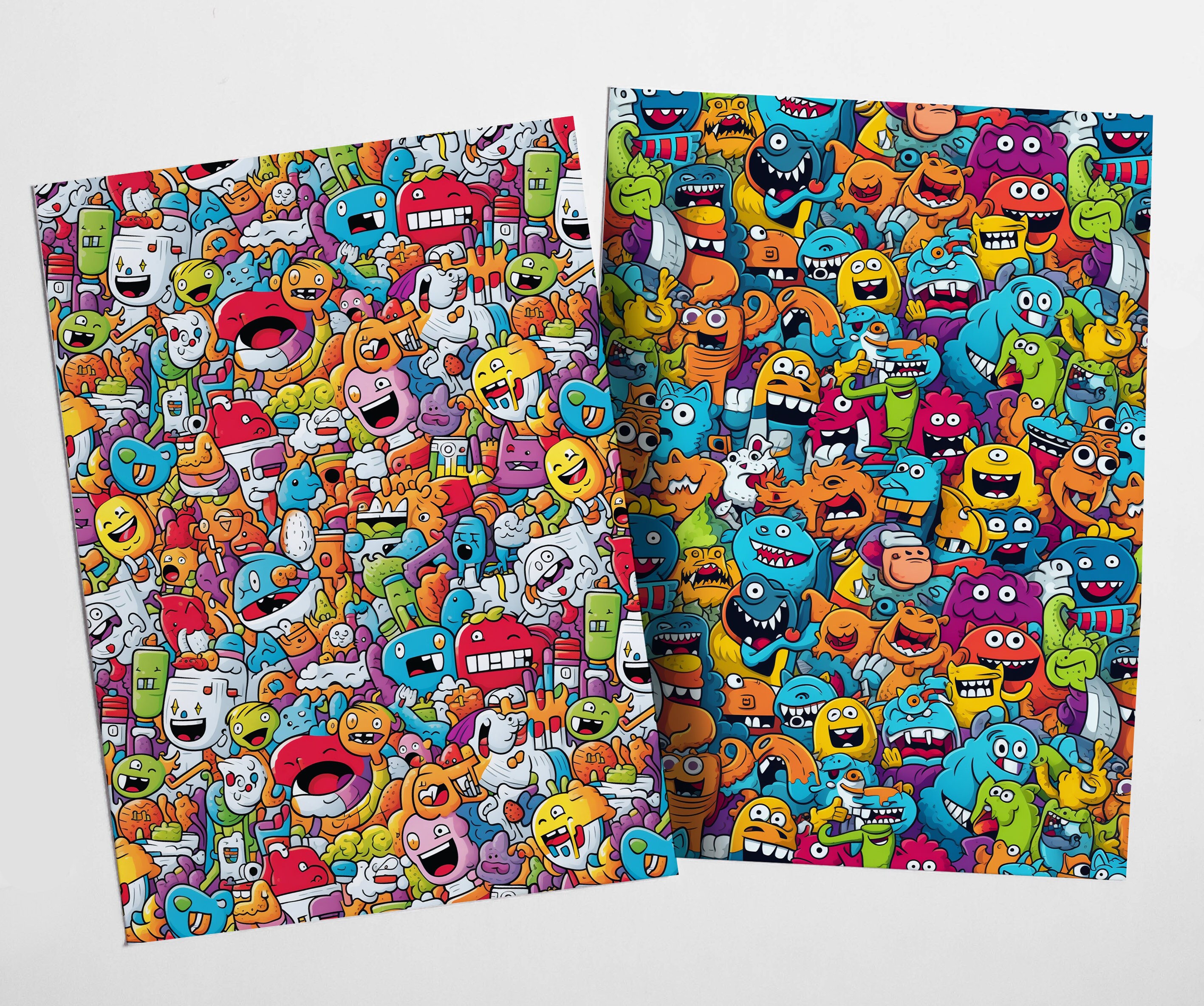 Doodle Character Digital Paper Pack | 20 Pngs, 12x12 (digital Download ...