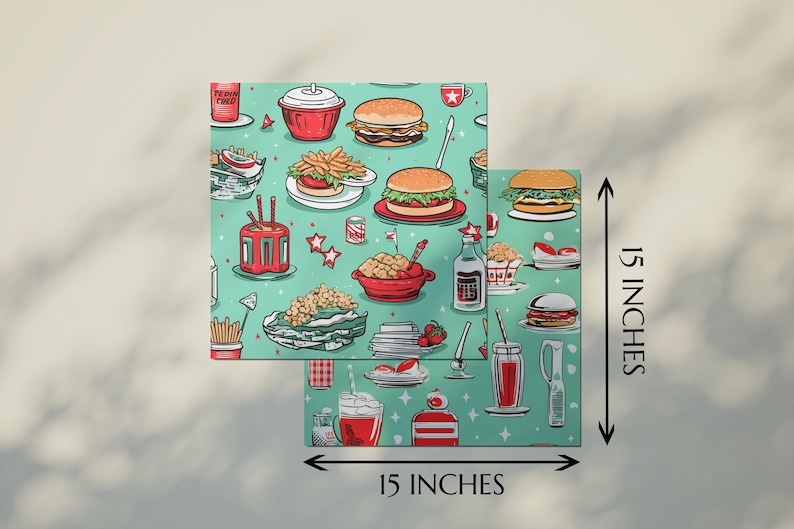 Retro Fast Food Seamless Patterns | 20 PNG Textures (digital Download ...