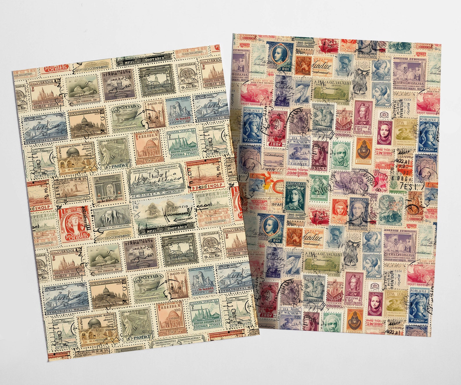 Vintage Postage Stamps Digital Paper | Scrapbook, Decoupage (PDF) - Etsy