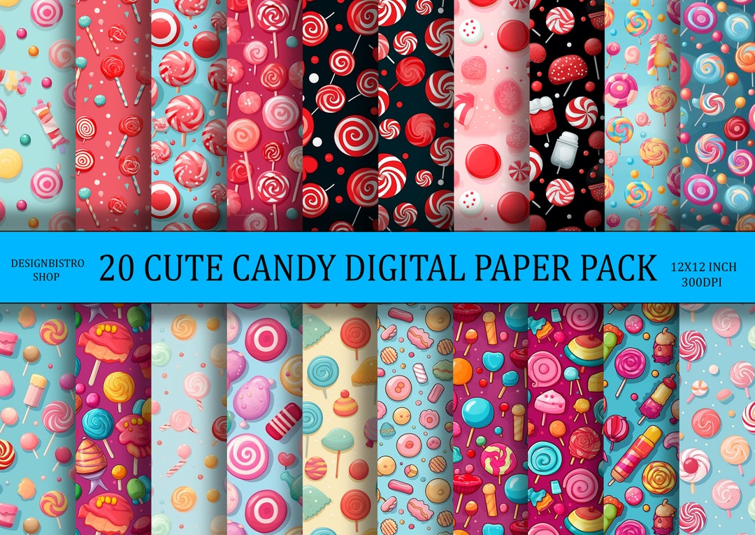 Colorful Doodle Candy Digital Paper Pack | 20 Cute Candy Papers ...