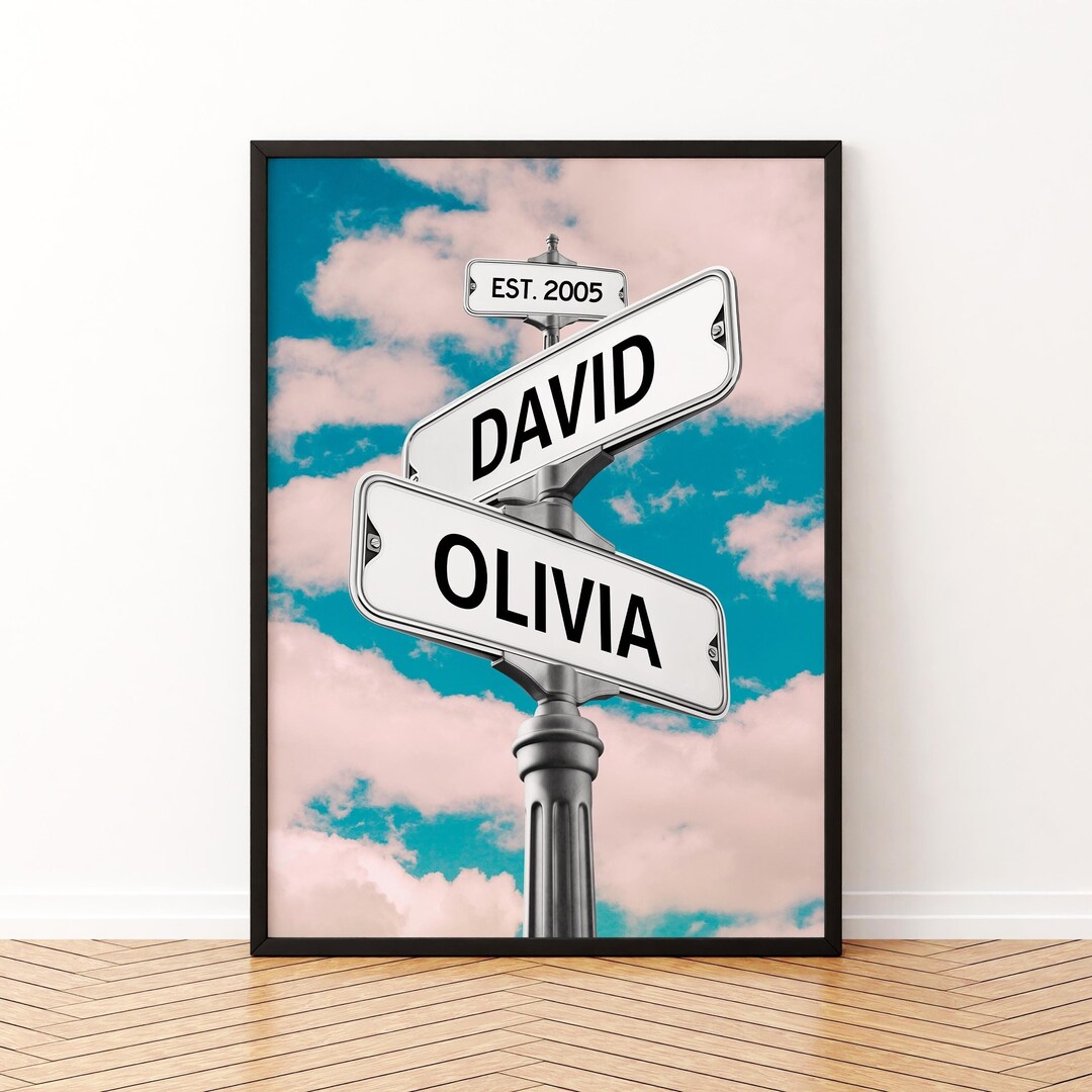Vintage Personalized Name Street Sign Canvas Wall Art, Custom Name Sign ...