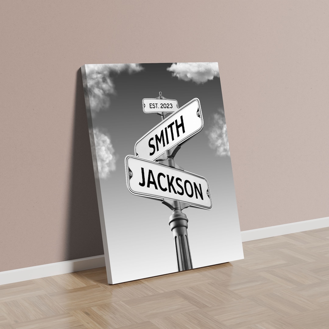 Personalized Names Street Sign Canvas Print, Custom Street Sign Poster ...