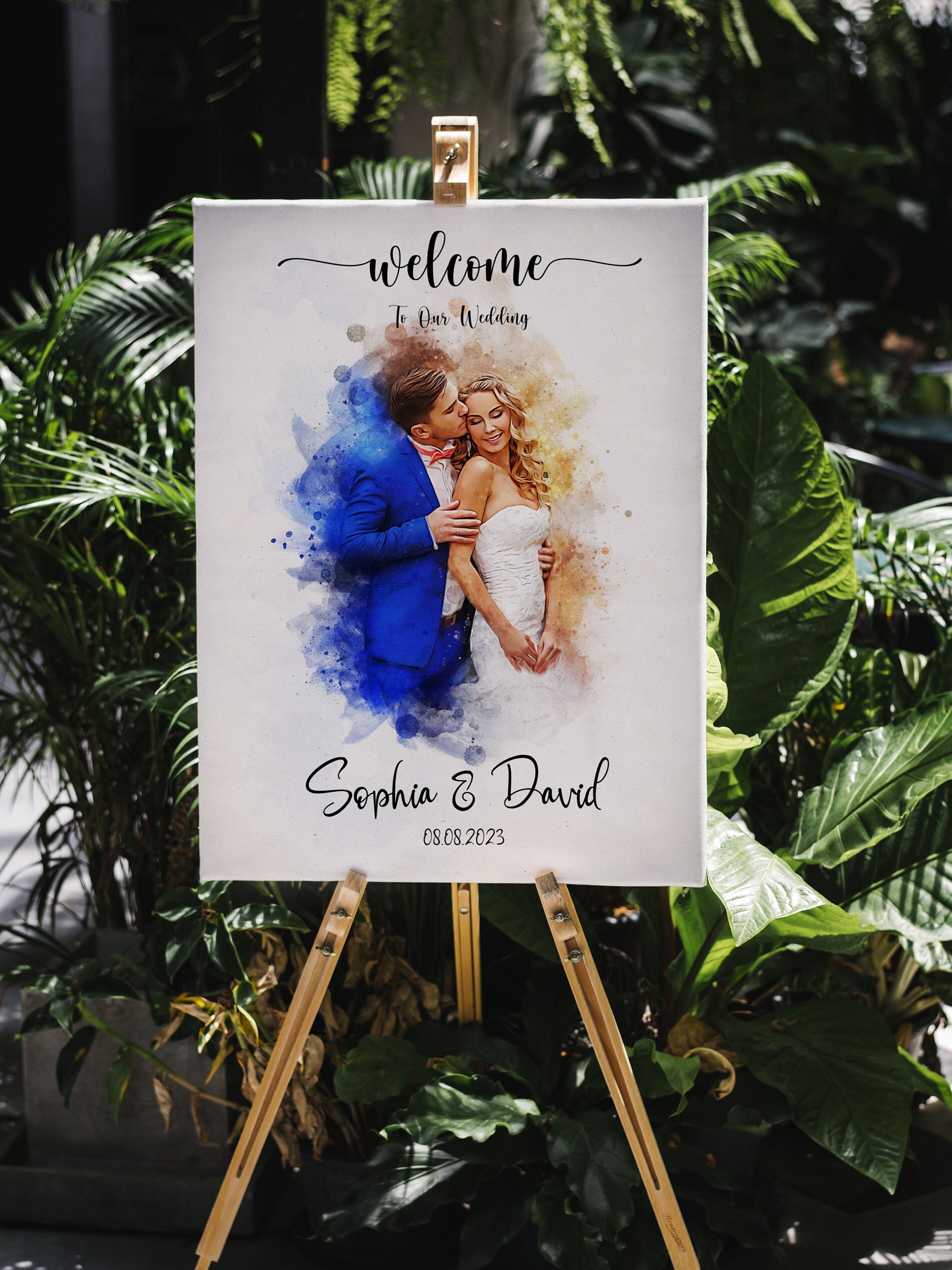 Personalised Welcome Sign Watercolor Drawing Wedding Decor - Etsy