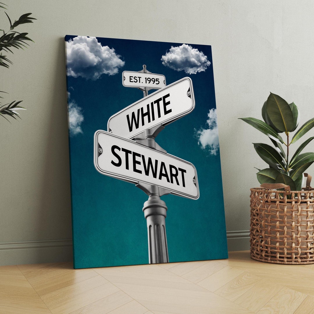 Street Sign Any Names Canvas Wall Art, Personalized Name Sign Print Art ...