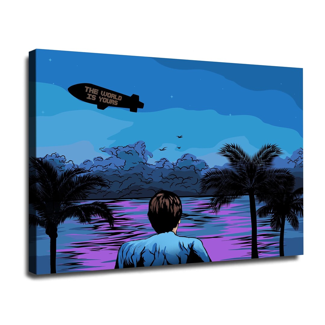 Scarface Canvas Wall Art Print, Scar Face Drawing Poster, Tony Montana ...