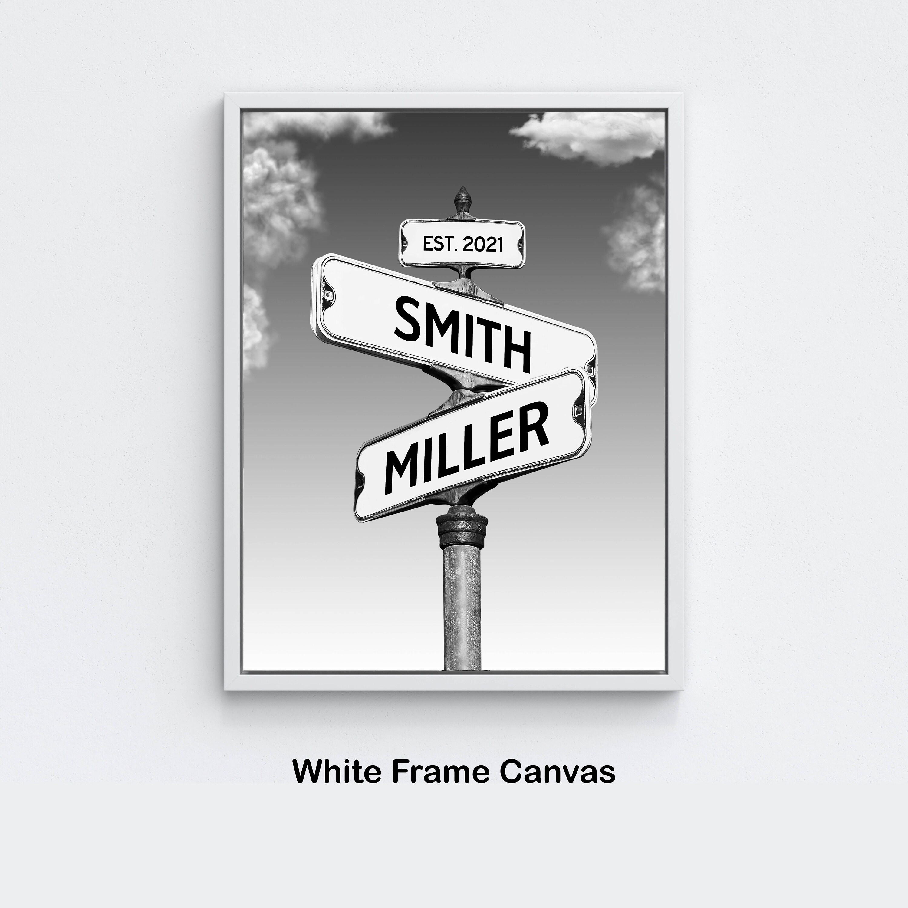 Custom Names Street Sign Canvas Print, Wedding Street Sign Poster Print ...