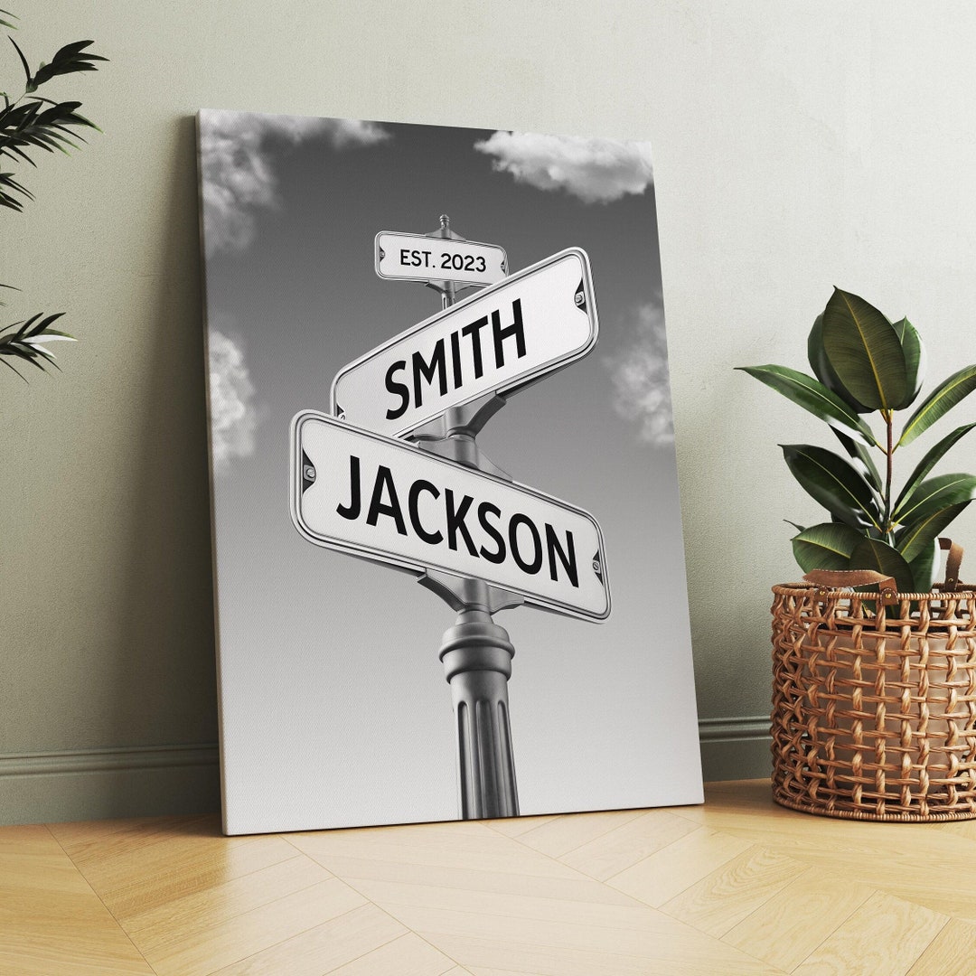 Any Names Street Sign Canvas Print, Street Sign Poster Print, Gift for ...