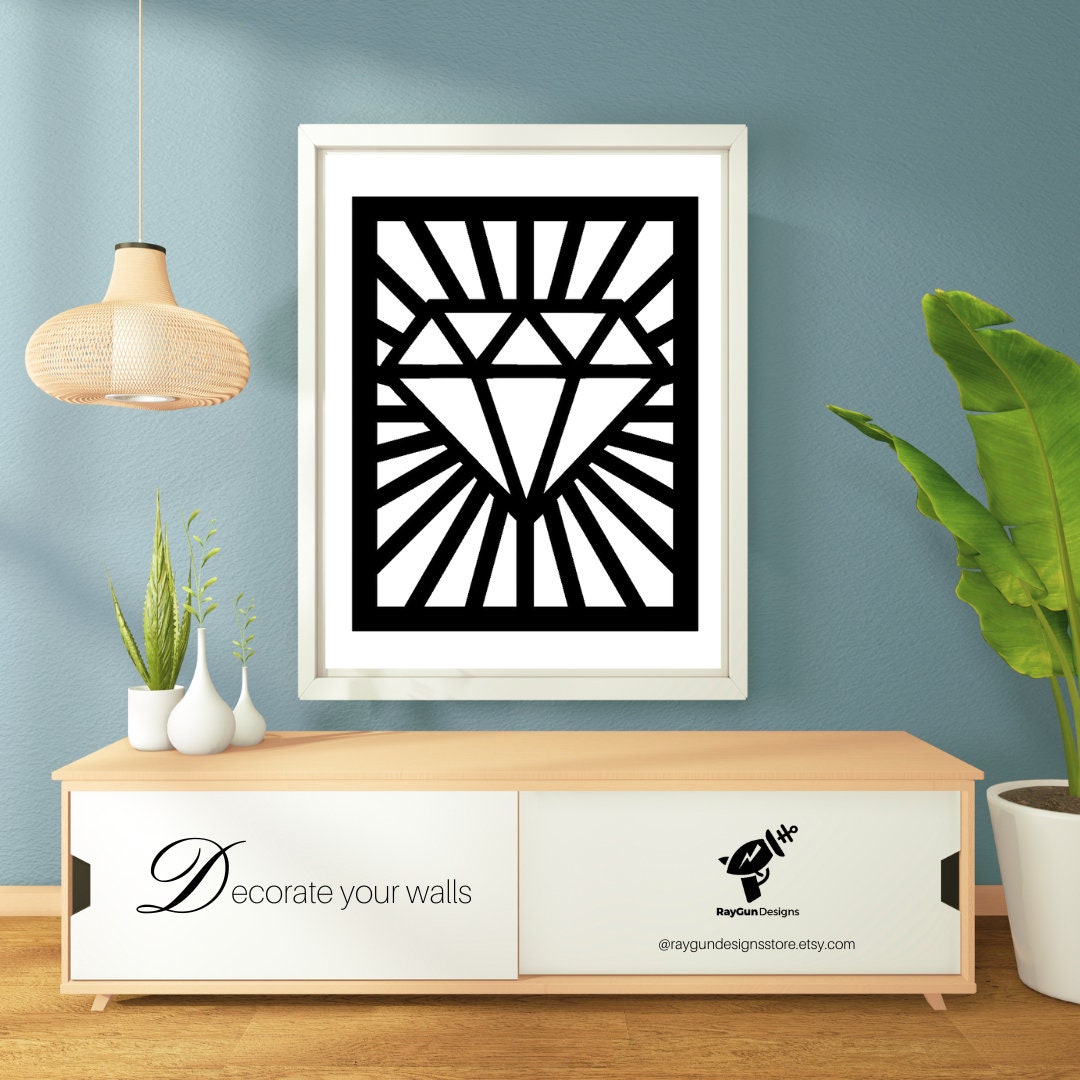 Stylized Diamond Wall Art SVG/DXF Digital Download for - Etsy