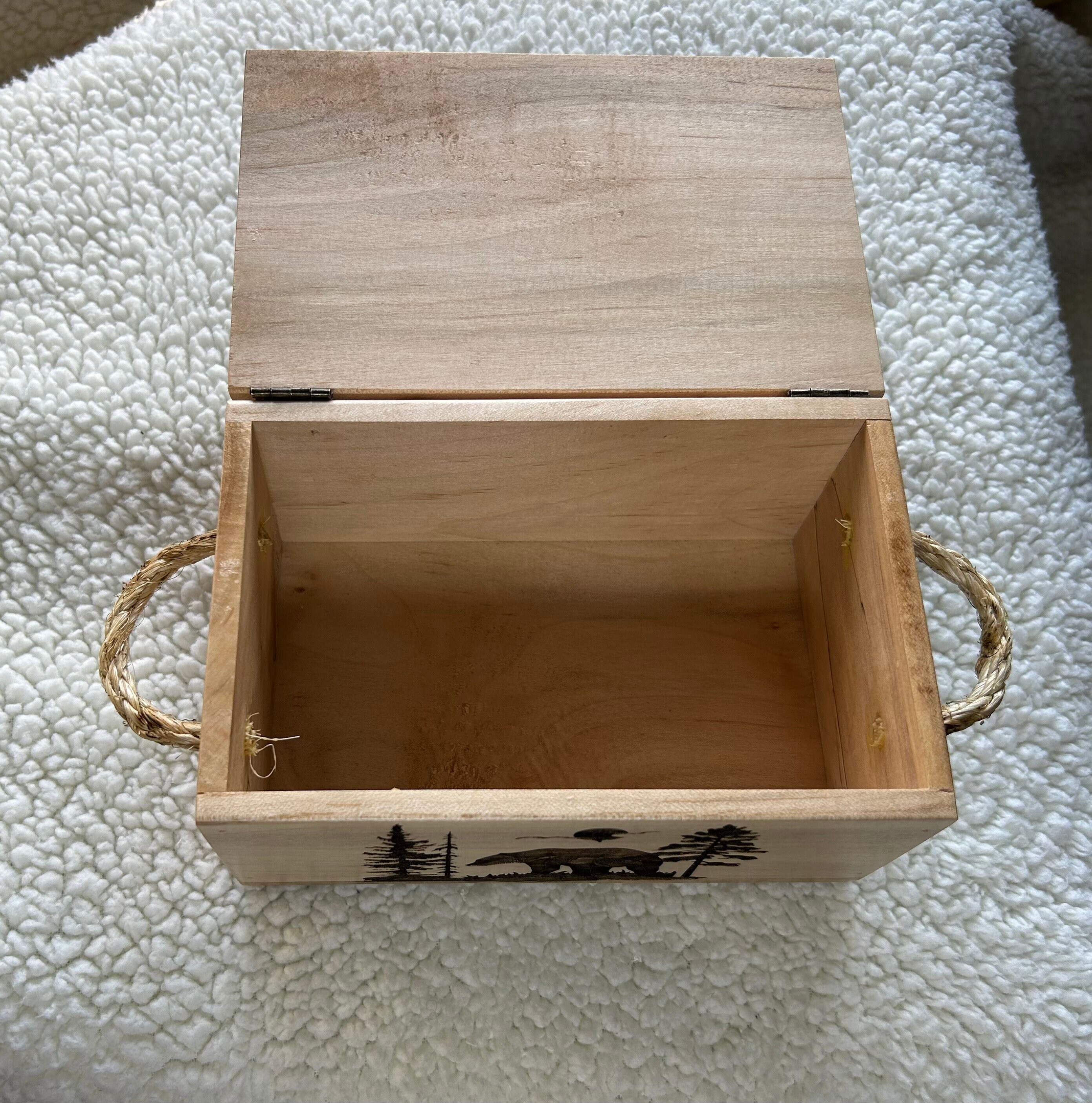 Handmade Wooden Box, Laser Cut Bear Scene, Custom Box, Maple Wooden Box ...