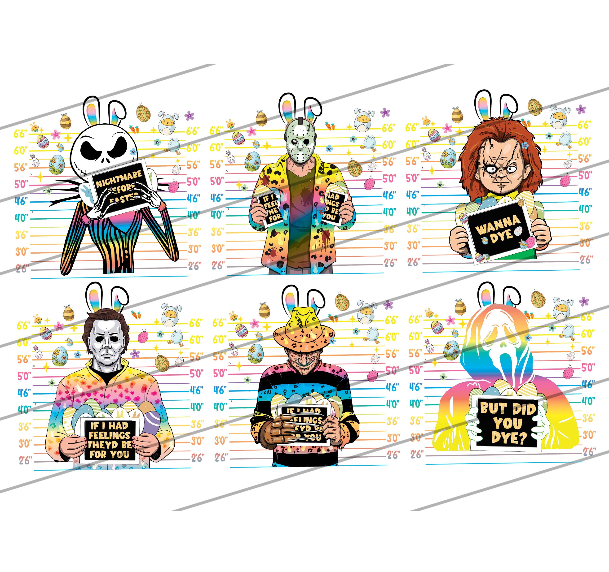 6 Horror Movie Killer Mugshot Png Bundle, Horror Easter Png , Happy ...