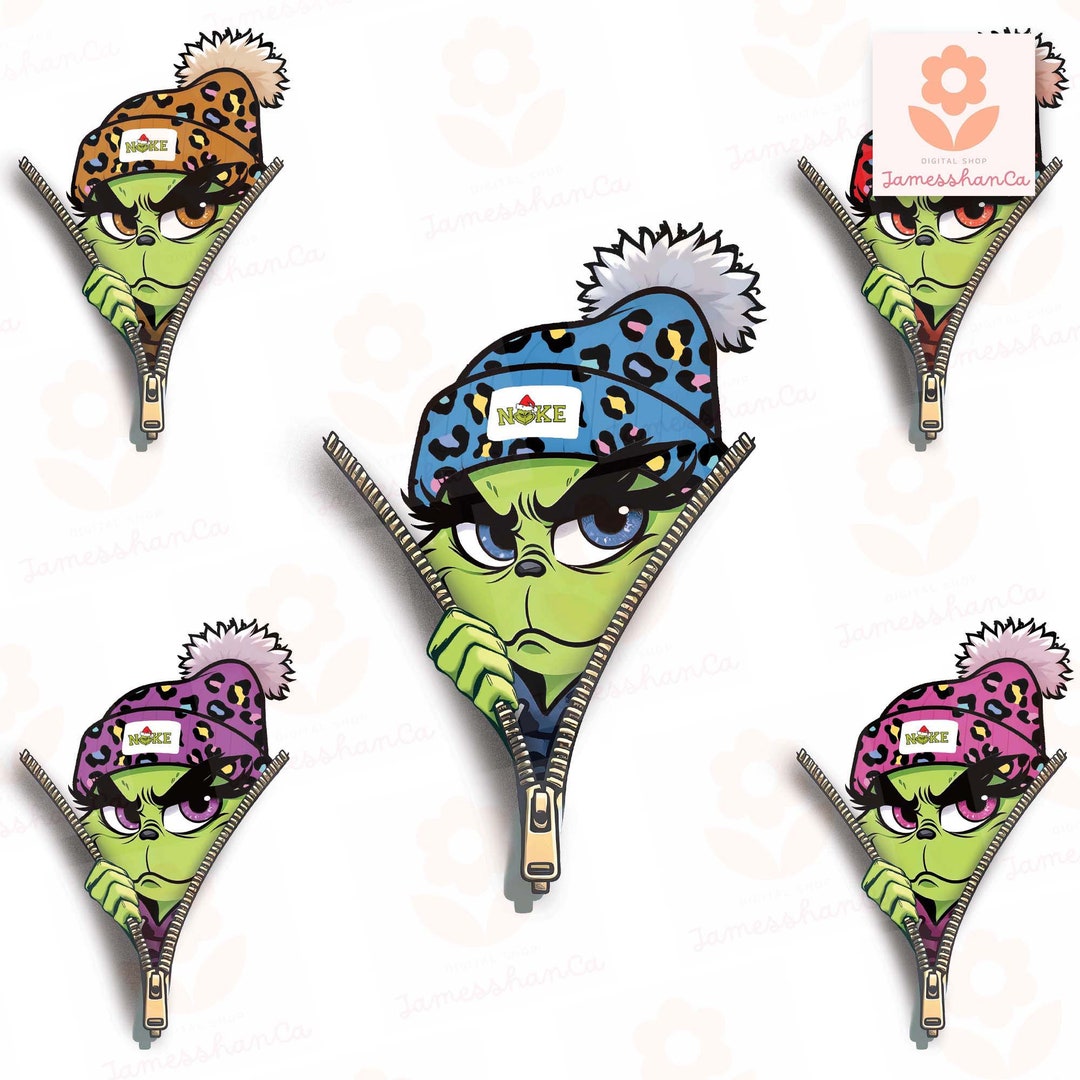 5 Zipper Miss Grinch Face PNG Bundle Merry Grinchmas Png - Etsy Australia