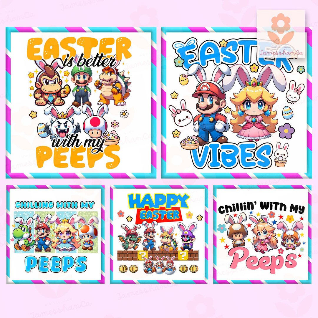 10 Super Mario Character Bunny PNG, Easter Chibi Cartoon PNG, Easter ...