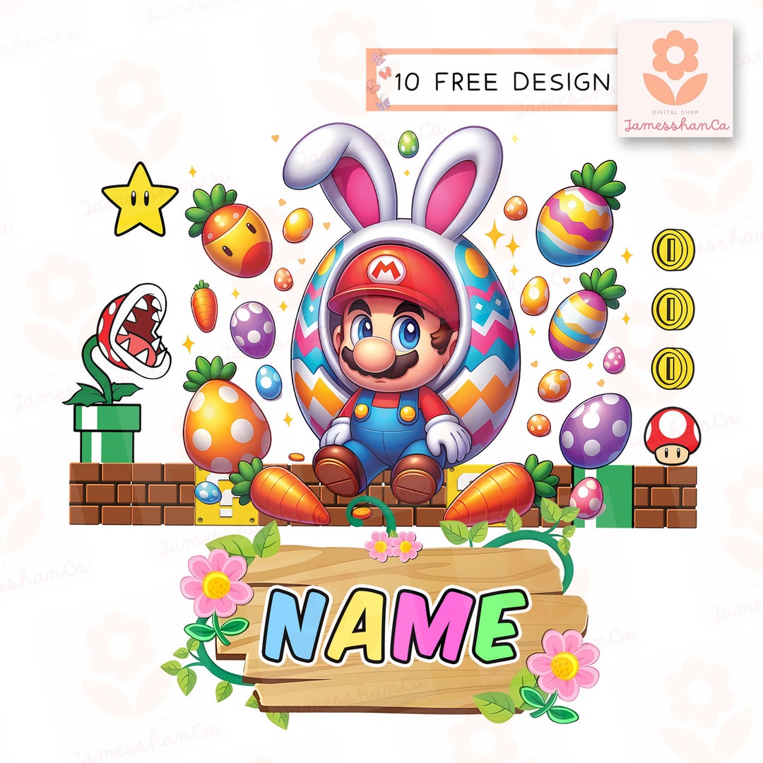 Custom Super Mario Easter Cartoon PNG, Funny Easter Png, Mario Movie ...
