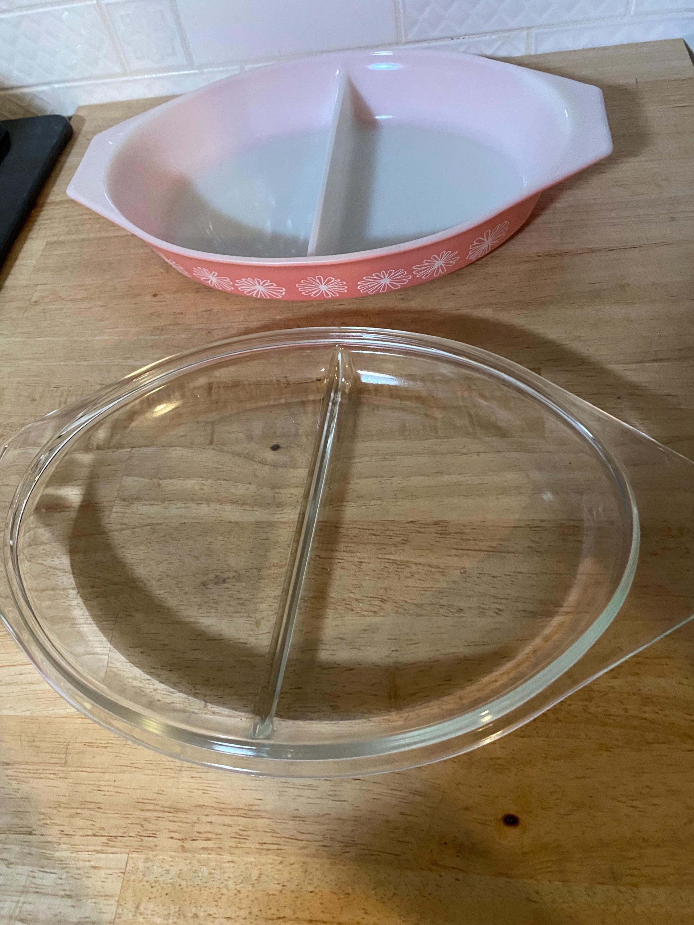 Rare Vintage Pyrex Pink Daisy Split Divided Casserole Dish 1 1/2 Quart ...