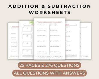 Basic Math Practice Sheets for Kids Kid Learning Practice - Etsy