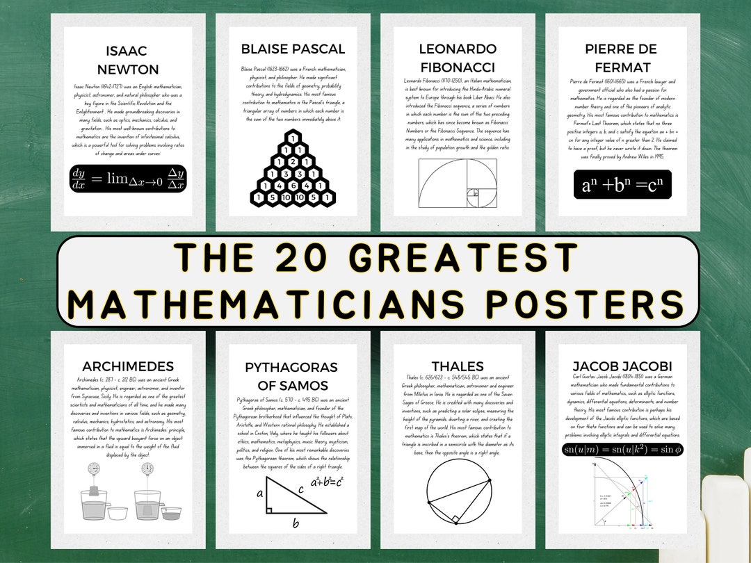 Mathematicians Posters Set, Mathematical Art Classroom Decor, Printable ...