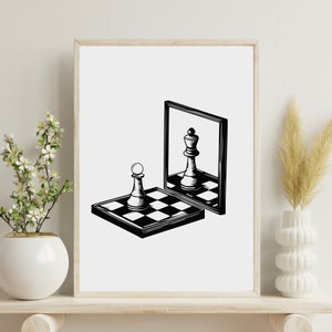 Chess Piece Mirror Reflection Drawing, Chess Pawn Illustrations for ...