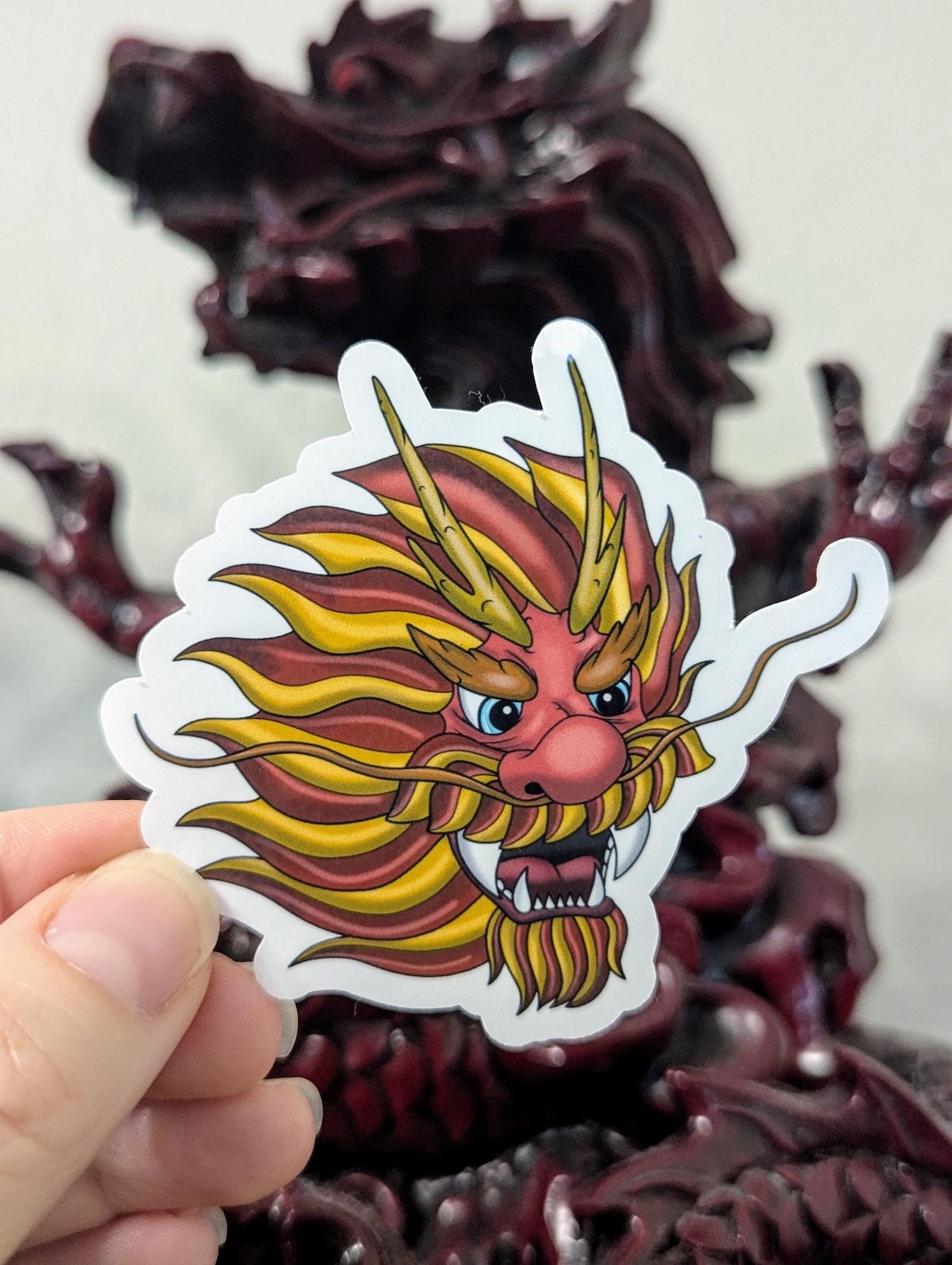 Dragon Face Sticker - Etsy