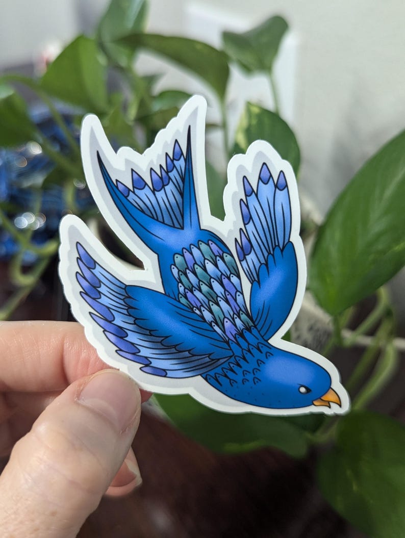 Blue Sparrow Sticker - Etsy