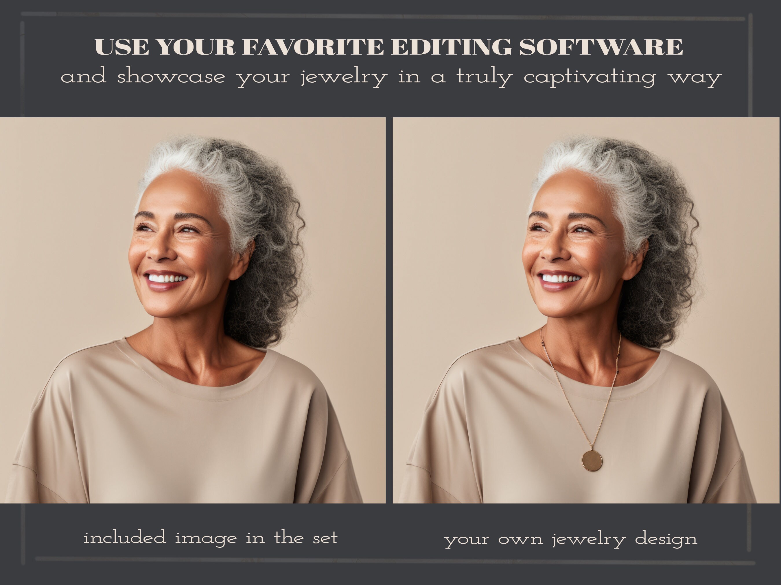 Necklace Mockup Set, Mature Woman Necklace Mockup, Mockup Bundle for ...