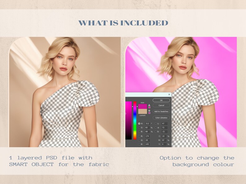 Fabric Pattern Mockup, Photoshop Surface Pattern Template, Photopea ...