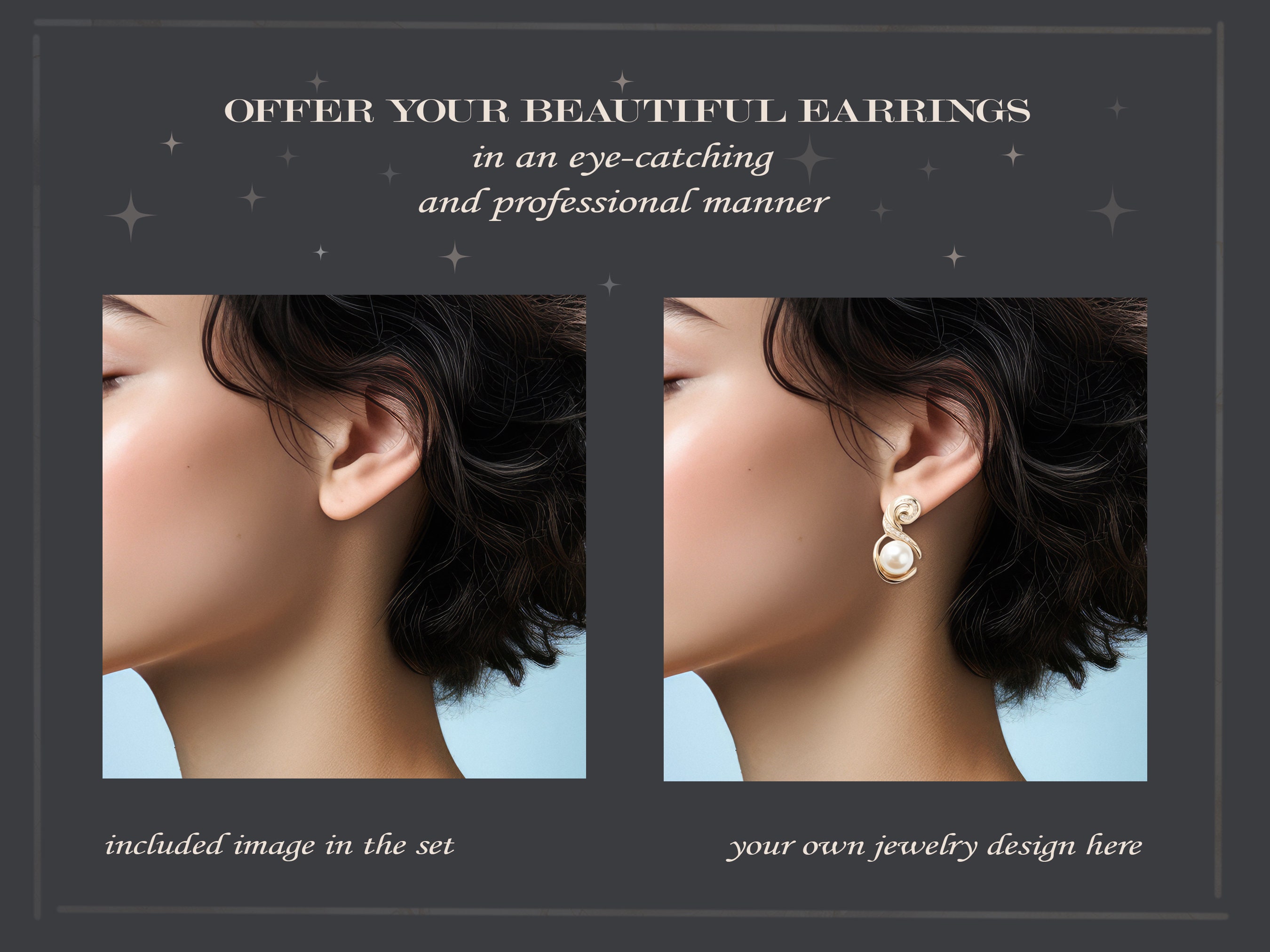 Earring Model Mockup,photorealistic Earring Mockup Set, Jewelry Mockup ...