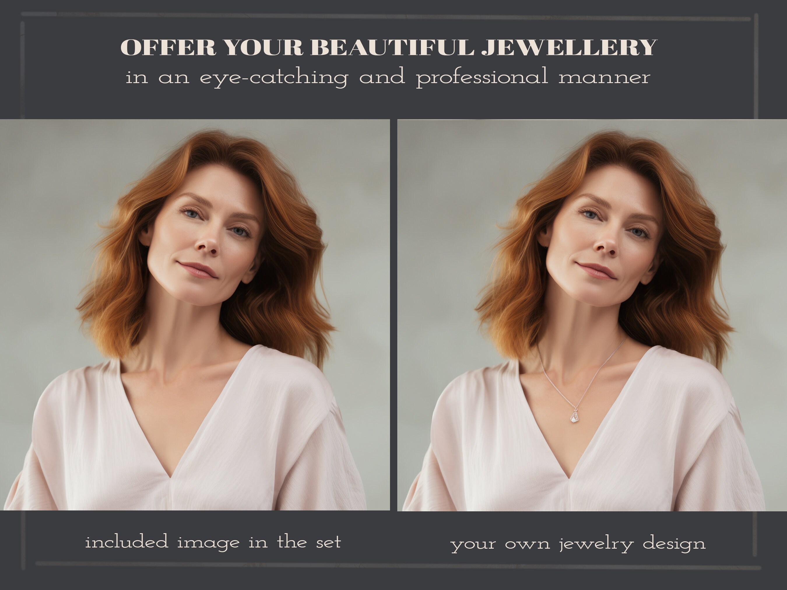 Necklace Mockup Set, Mature Woman Necklace Mockup, Mockup Bundle for ...