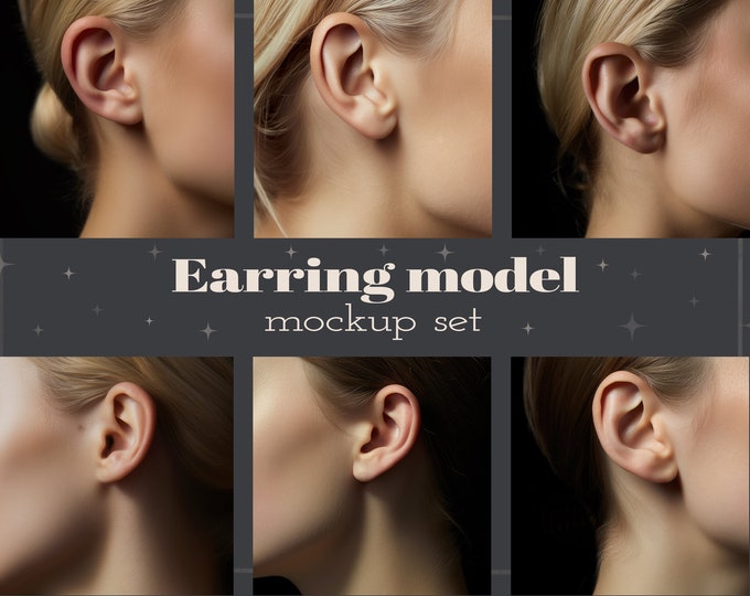 Earring Model Mockup, Photorealistic Earring Mockup Set, Jewelry Mockup ...
