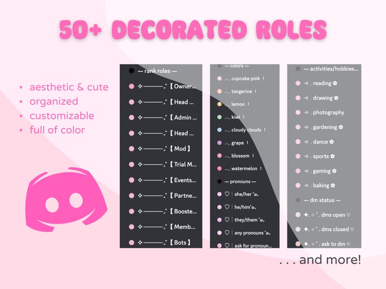 Aesthetic & Cute Pink Discord Server Template for Creators - Etsy
