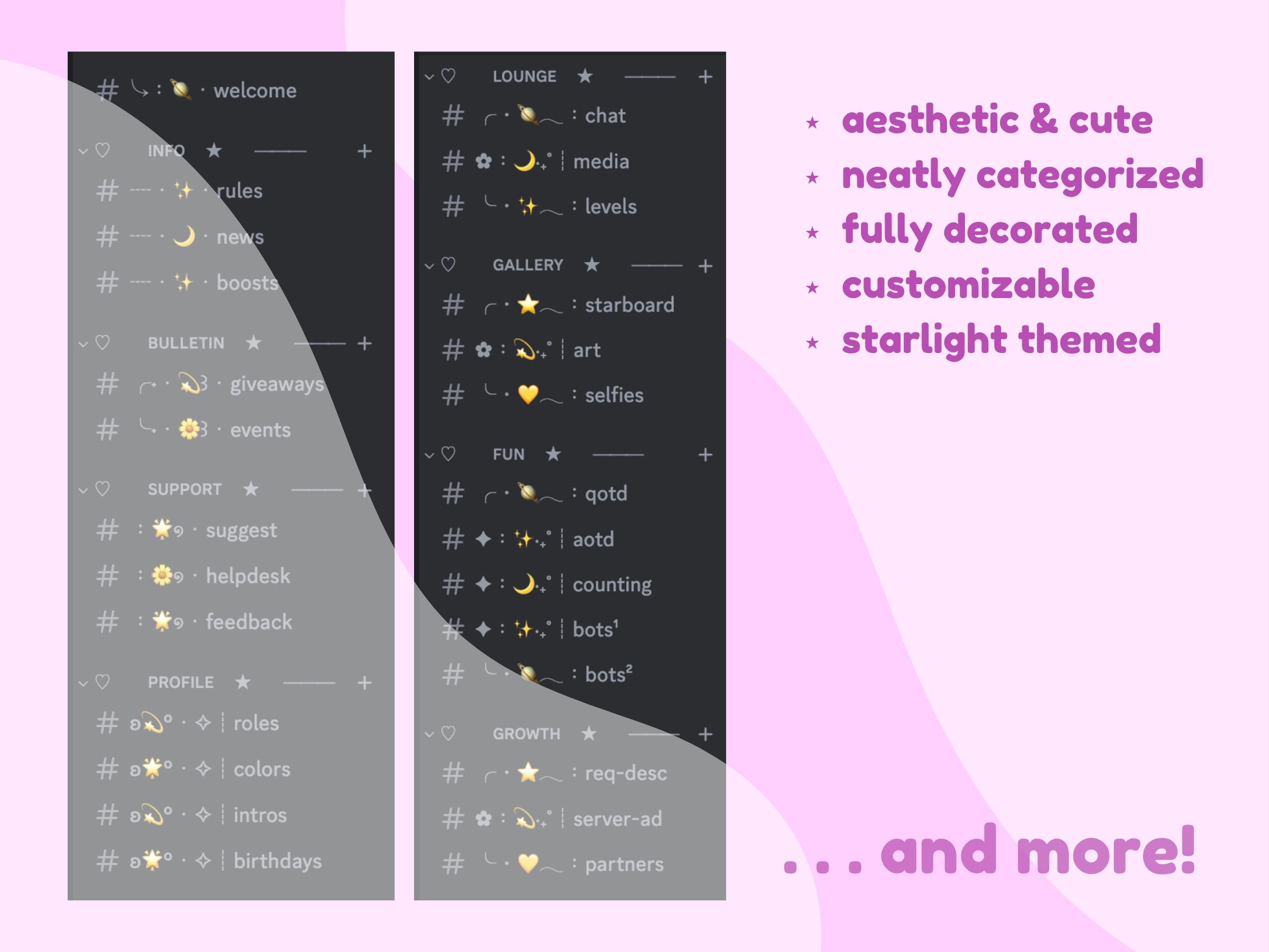 Starlight Aesthetic Discord Template | 30+ Channels (instant Download ...