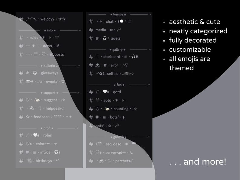 Aesthetic & Cute Dark Discord Server Template for Creators - Etsy