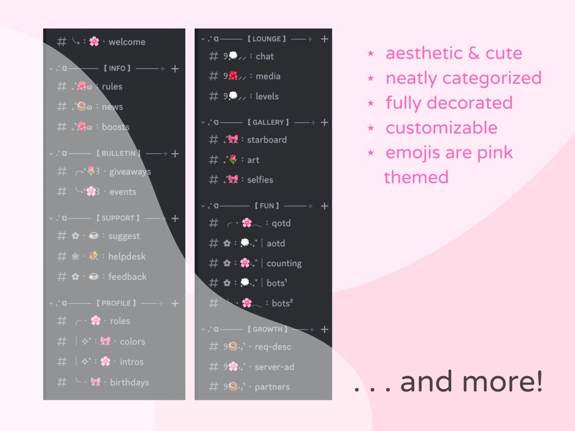 Aesthetic & Cute Pink Discord Server Template for Creators - Etsy