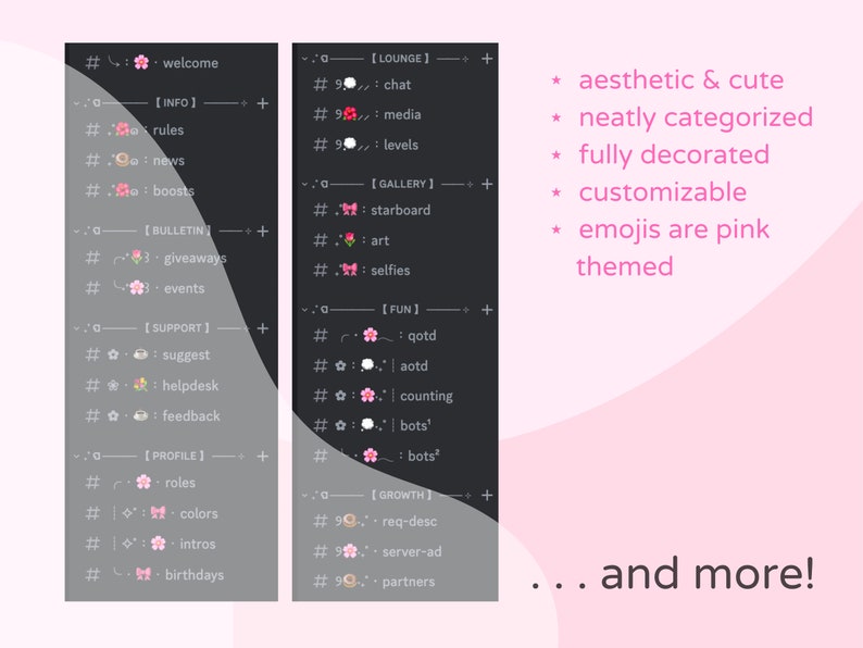 Aesthetic & Cute Pink Discord Server Template for Creators - Etsy