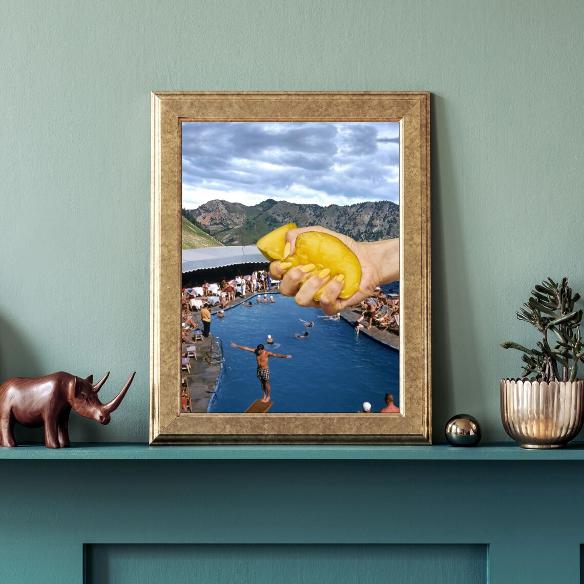 Splash of Nostalgia Retro Inspired Surrealist Collage of People at a ...