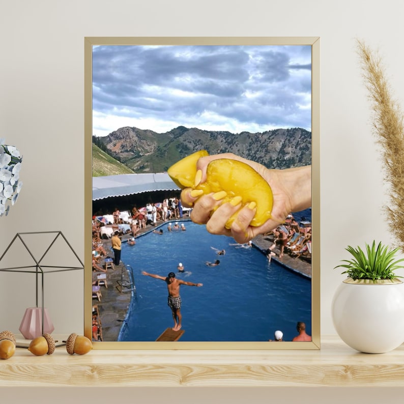 Splash of Nostalgia Retro Inspired Surrealist Collage of People at a ...