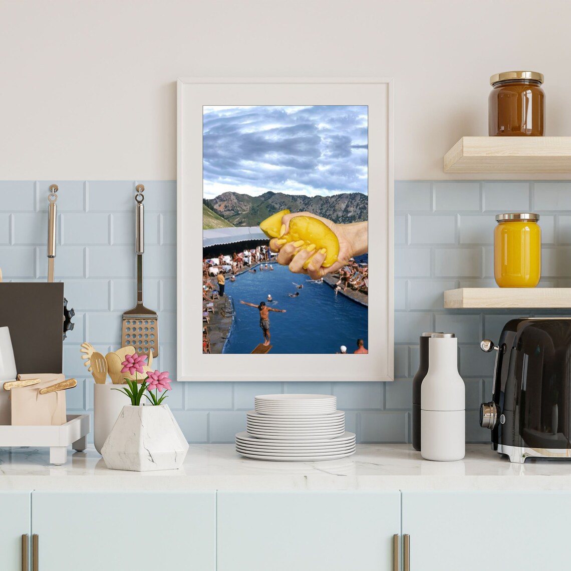 Splash of Nostalgia Retro Inspired Surrealist Collage of People at a ...