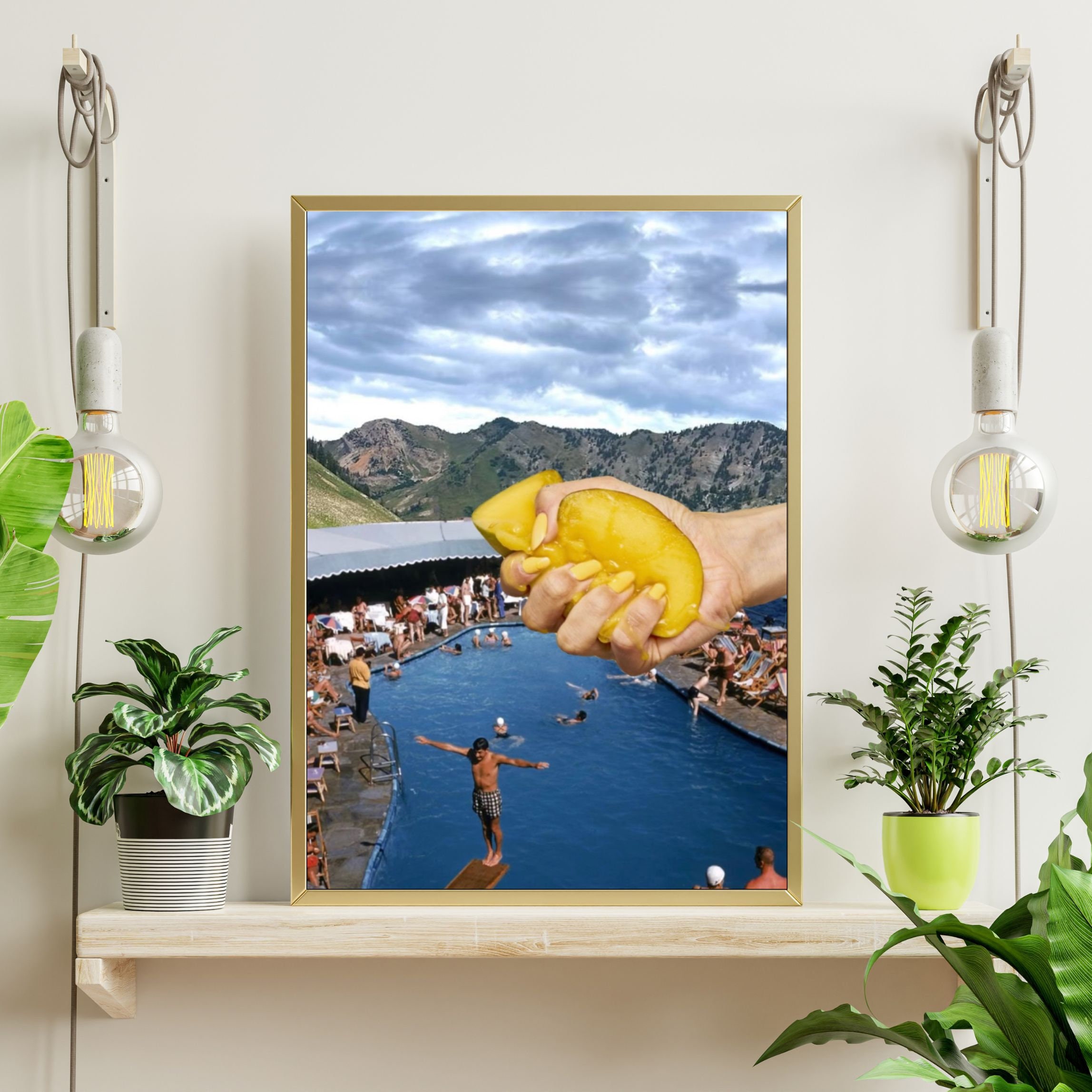 Splash of Nostalgia Retro Inspired Surrealist Collage of People at a ...