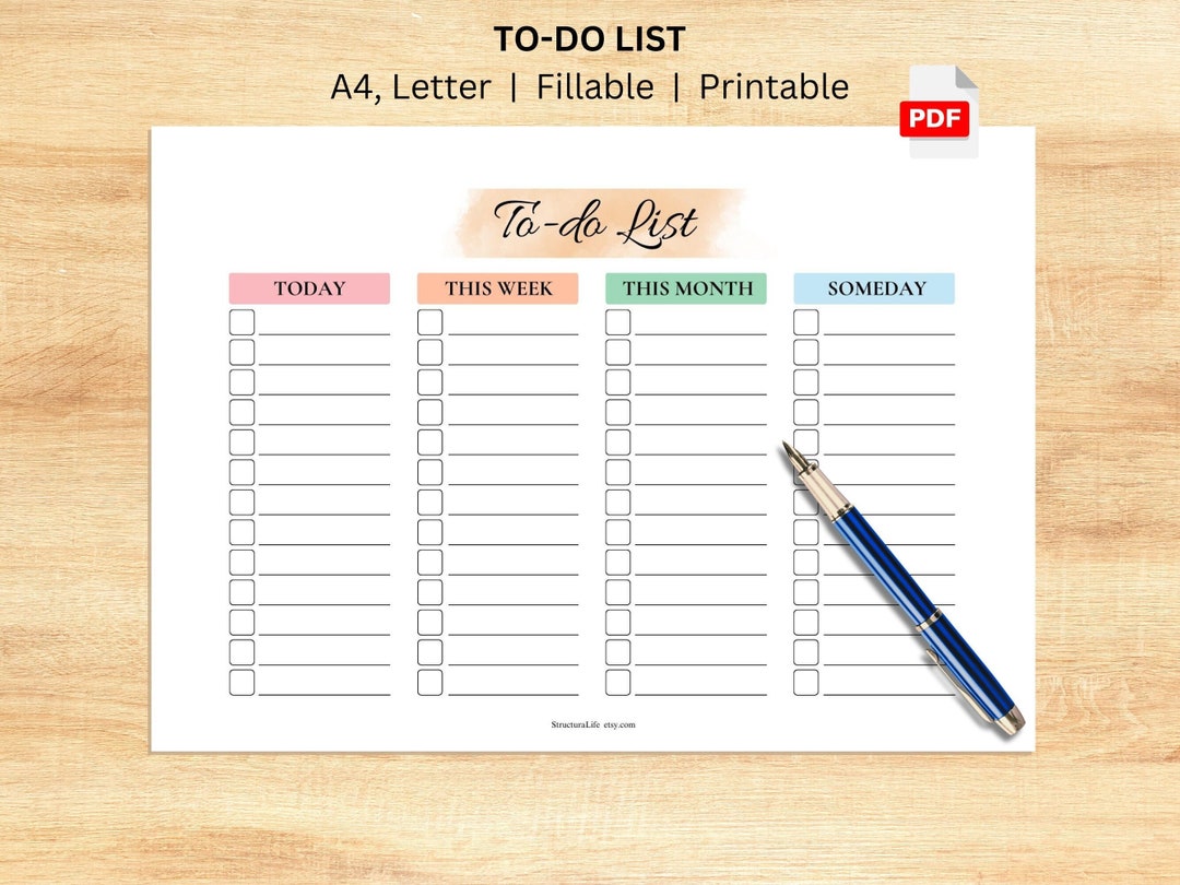 To-do List Printable | Fillable Todo List Sorted by Priority | Daily to ...