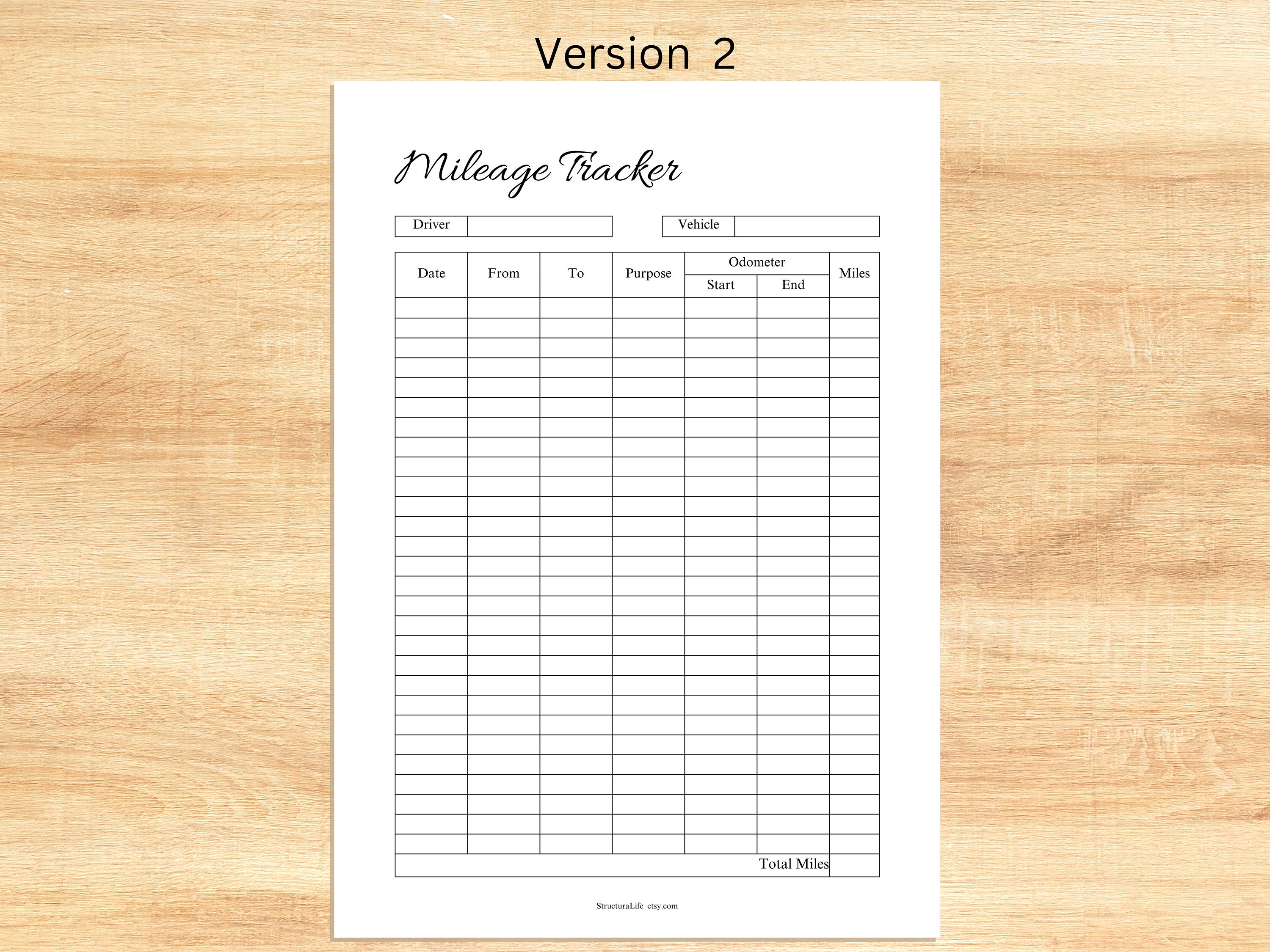 Mileage Tracker Printable | Car Travel Miles Tracking Log for Personal ...