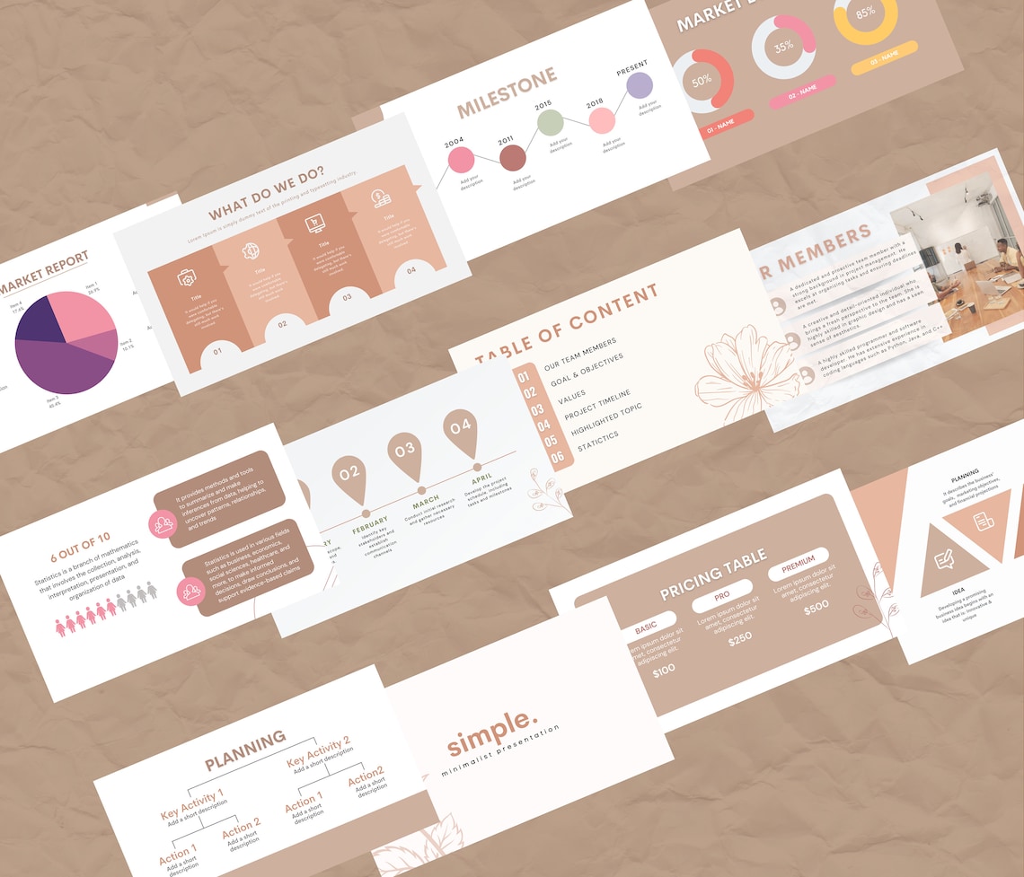 36 Minimalist Slides Presentation Canva Templates, Boho Tone Slides ...