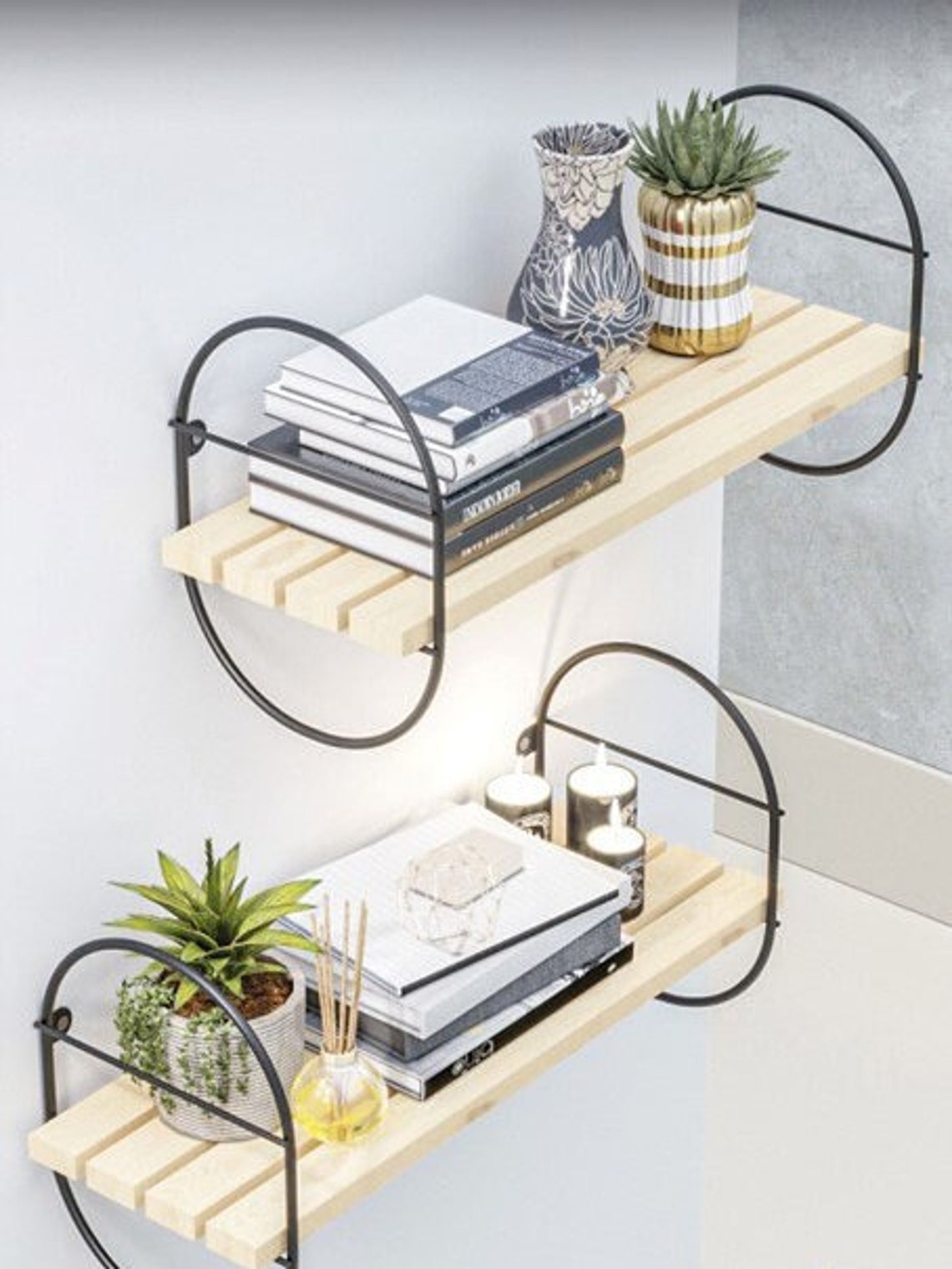 Wall Shelf Single Bookshelf Solid Wood Living Room Bathroom Kitchen ...