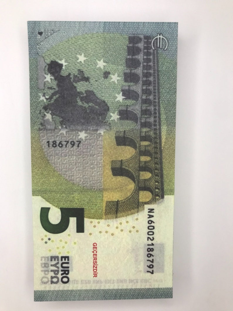 Realistic 5 Euro Fake Euro Banknotes Joke Money Toy Money Real Size ...
