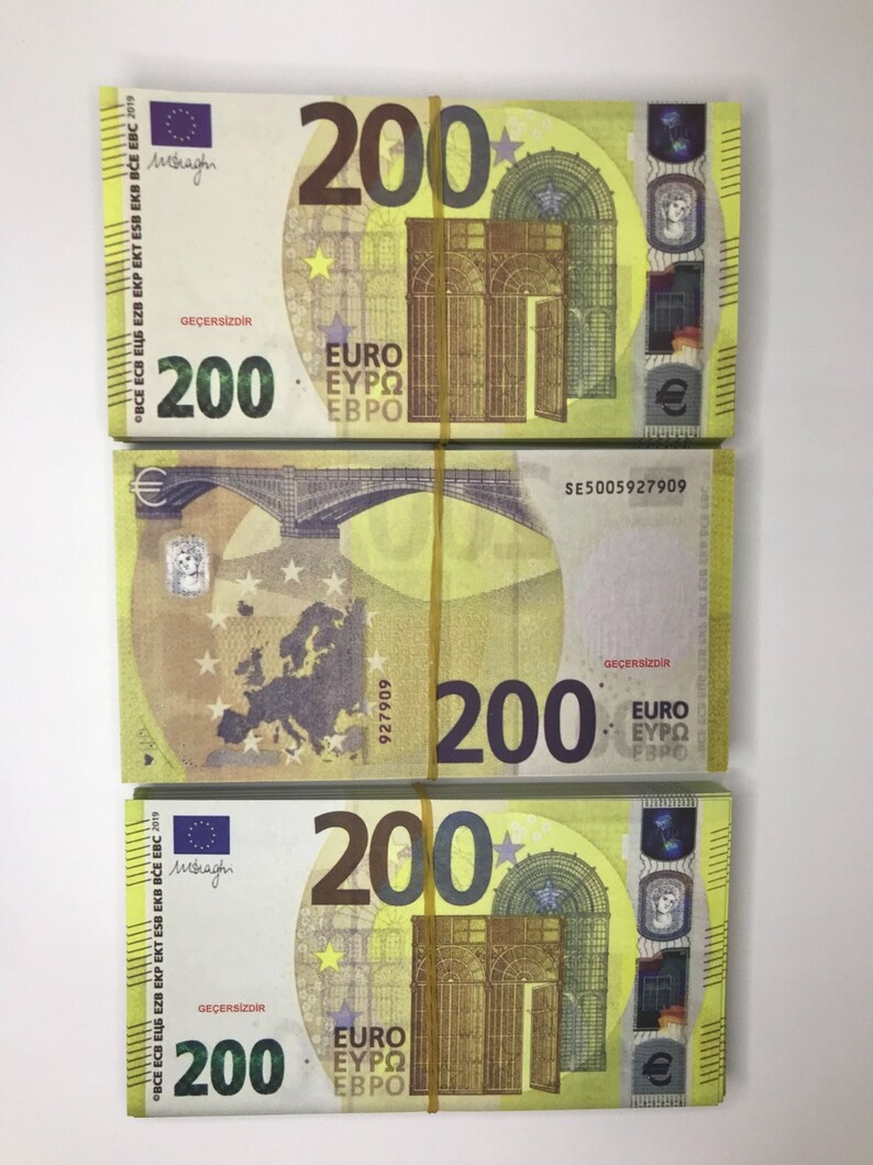 Realistic 200 Euro Fake Euro Banknotes Joke Money Toy Money Real Size ...